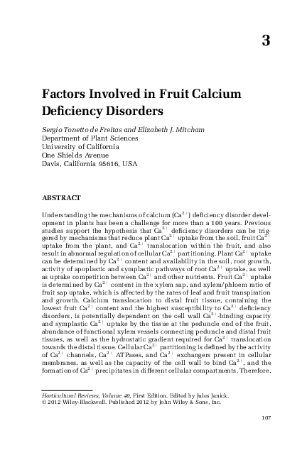 (PDF) Factors Involved in Fruit Calcium Deficiency Disorders | Sergio ...