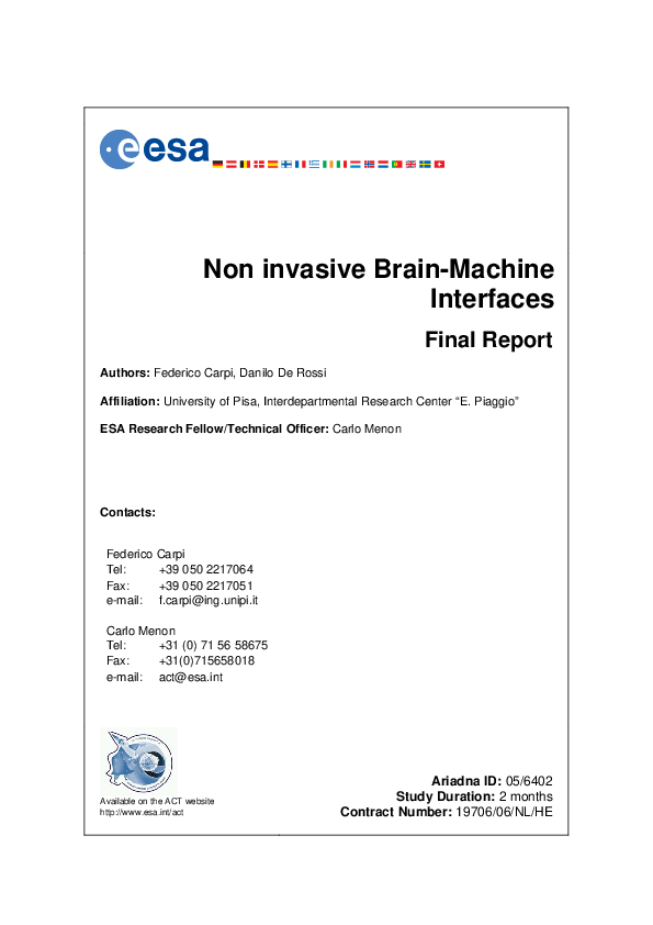 (PDF) Non invasive brain-machine interfaces-Final Report