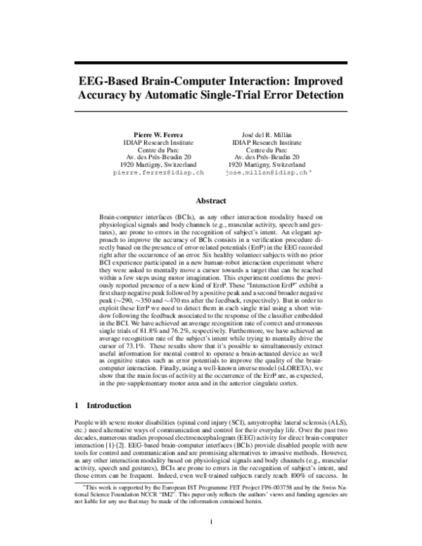 (PDF) EEG-Based Brain-Computer Interaction: Improved Accuracy by Automatic Single-Trial Error ...
