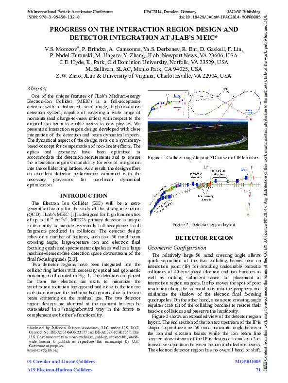 (PDF) Interaction Region Design and Detector Integration at Jlab’s Meic