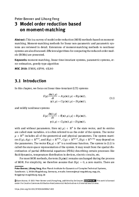 Pdf 3 Model Order Reduction Based On Moment Matching