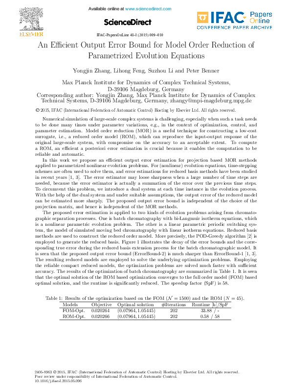 (PDF) An Efficient Output Error Bound for Model Order Reduction of Parametrized Evolution Equations