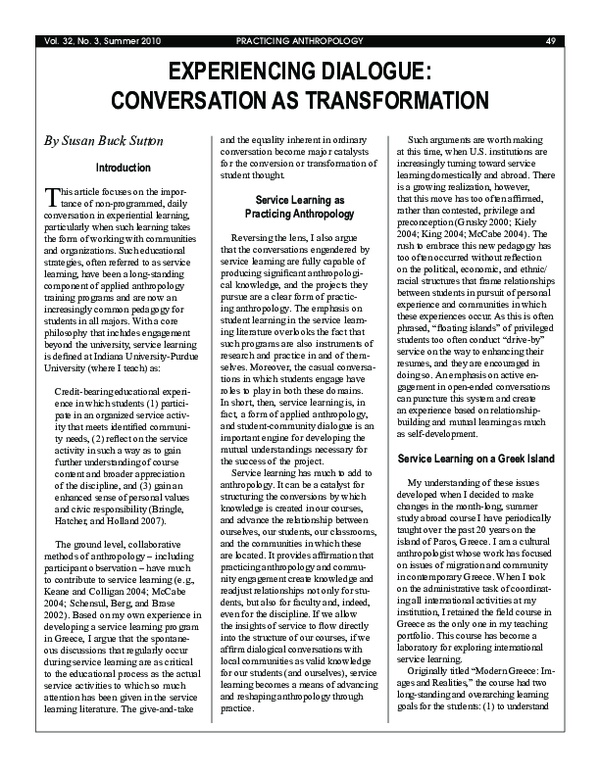 (PDF) Experiencing Dialogue: Conversation as Transformation