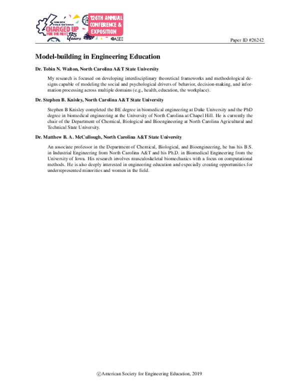 (PDF) Enhancing Engineering Education Through Model-Building