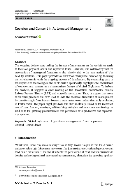 (PDF) Coercion and Consent in Automated Management