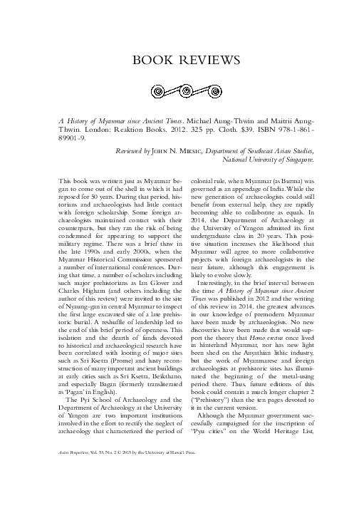 (PDF) A History of Myanmar since Ancient Times