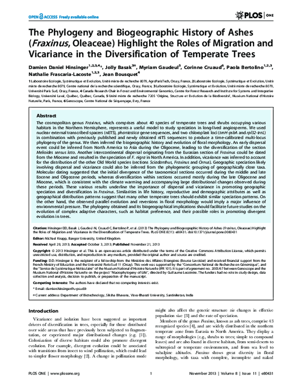 (PDF) The Phylogeny and Biogeographic History of Ashes (Fraxinus ...