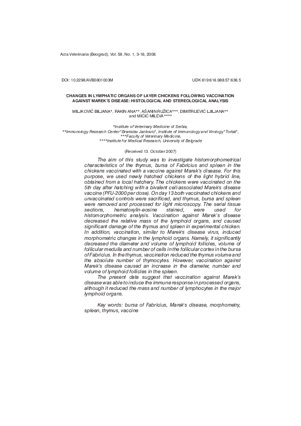 (PDF) Changes in lymphatic organs of layer chickens following ...