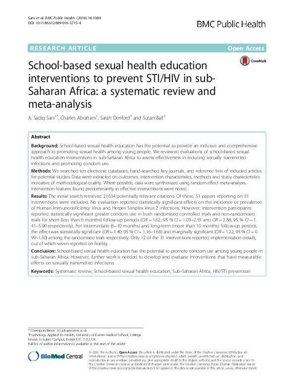 (PDF) School-based sexual health education interventions to prevent STI ...