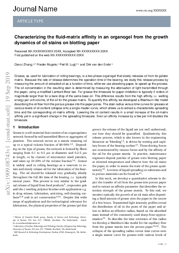 (PDF) Characterizing the fluid-matrix affinity in an organogel from the growth dynamics of oil ...
