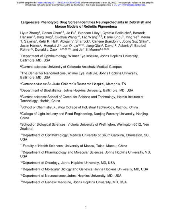 (PDF) Large-scale Phenotypic Drug Screen Identifies Neuroprotectants in ...
