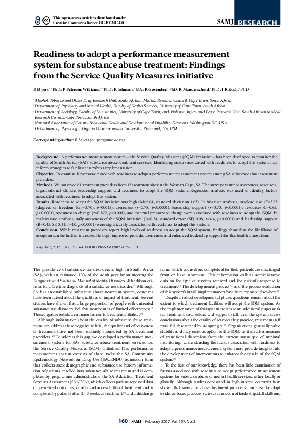 (PDF) Readiness to adopt a performance measurement system for substance ...