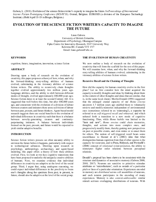 (PDF) Evolution of the Science Fiction Writer's Capacity to Imagine the ...