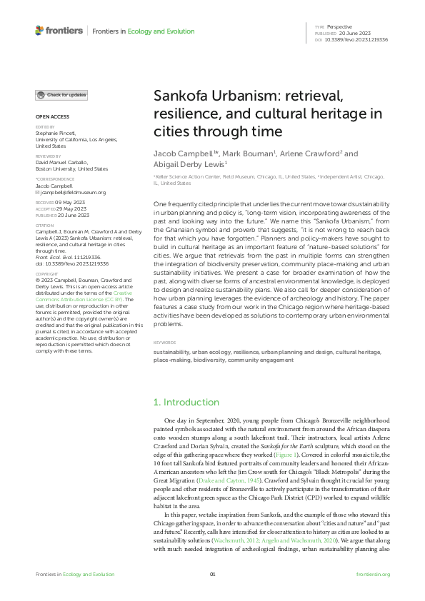 (PDF) Sankofa Urbanism: retrieval, resilience, and cultural heritage in cities through time