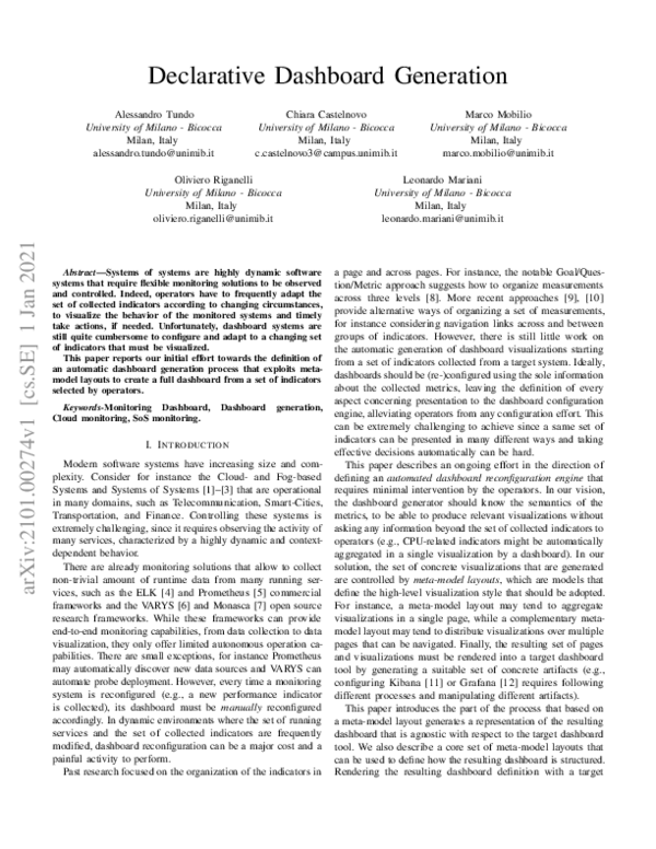 (PDF) Declarative Dashboard Generation
