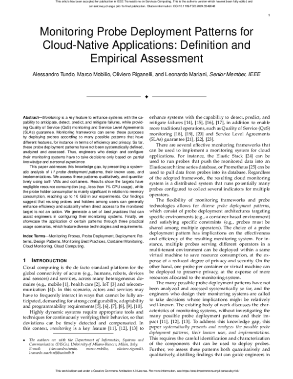 (PDF) Monitoring Probe Deployment Patterns for Cloud-Native Applications: Definition and ...