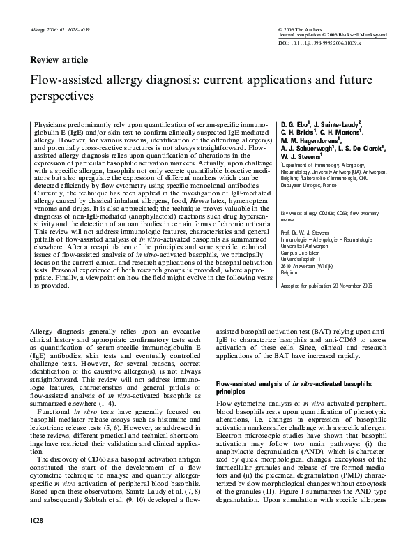 (PDF) Flow-assisted allergy diagnosis: current applications and future ...