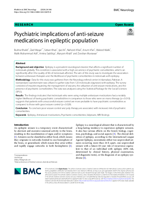(PDF) Psychiatric implications of anti-seizure medications in epileptic ...
