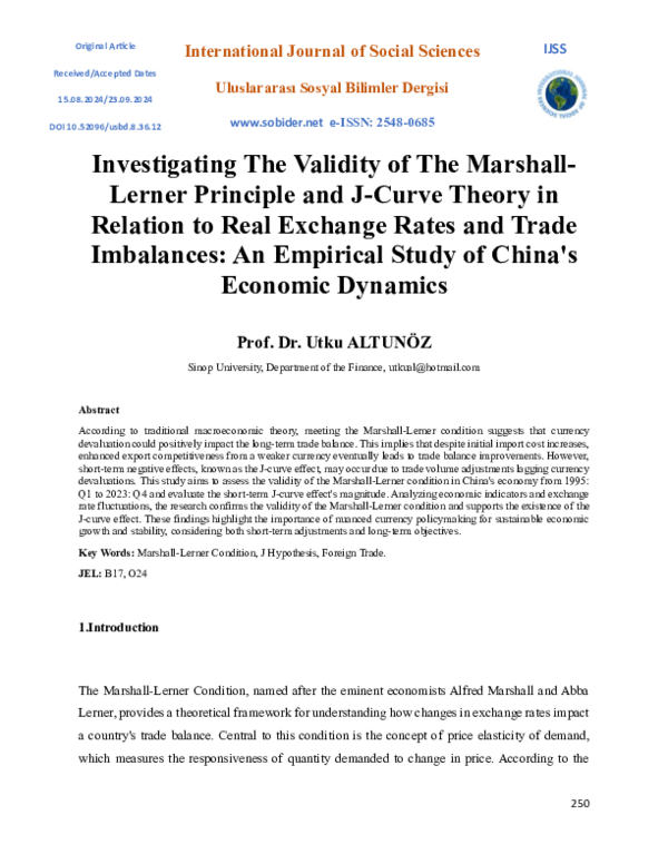 (PDF) Investigating The Validity of The Marshall-Lerner Principle and J ...