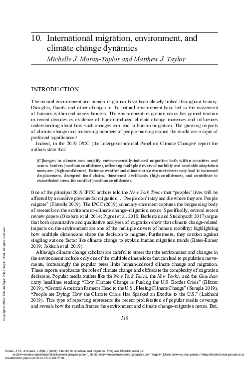 (PDF) 0. International migration, environment, and climate change dynamics