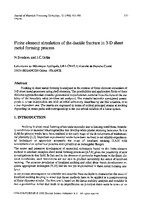 (PDF) Ductile Fracture in Sheet Metal Simulation