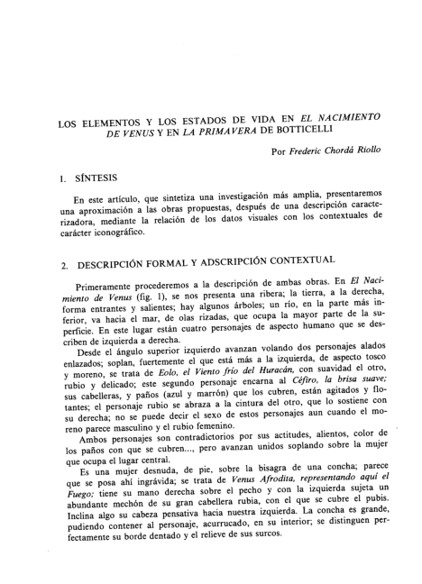 (PDF) Los elementos y los estados de vida en "El nacimiento de Venus" y ...