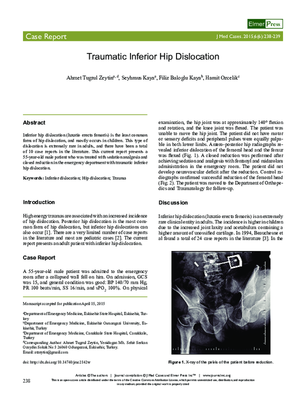 (PDF) Traumatic Inferior Hip Dislocation