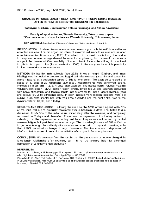 (PDF) Changes in Force-Length Relationship of Triceps Surae Muscles ...