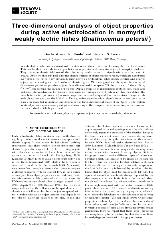 (PDF) Three–dimensional analysis of object properties during active ...