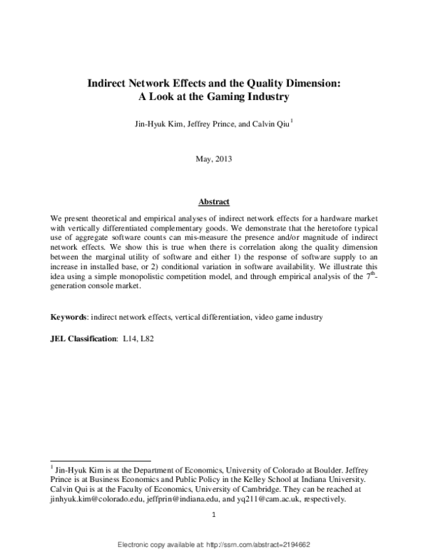 (PDF) Indirect Network Effects and the Quality Dimension: A Look at the ...