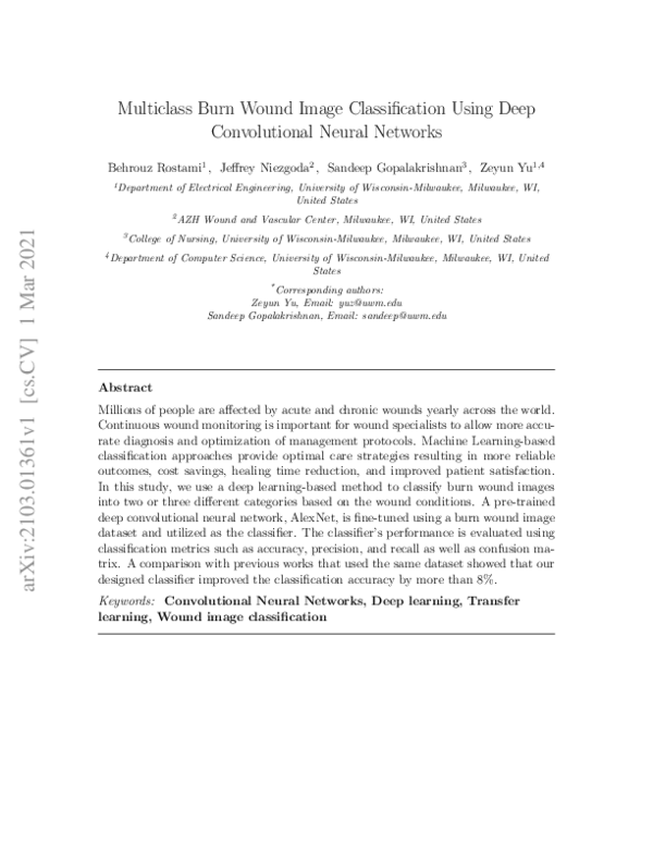 (PDF) Multiclass Burn Wound Image Classification Using Deep Convolutional Neural Networks