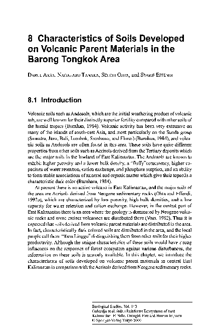 (PDF) Characteristics of Soils Developed on Volcanic Parent Materials in the Barong Tongkok Area ...