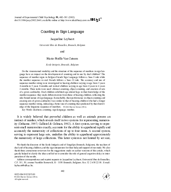 (PDF) Counting in Sign Language