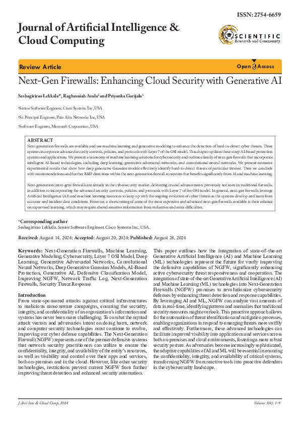 Pdf Next Gen Firewalls Enhancing Cloud Security With Generative Ai