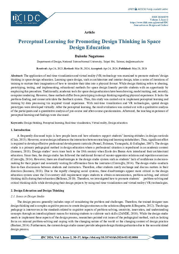 (PDF) Perceptual Learning for Promoting Design Thinking in Space Design Education