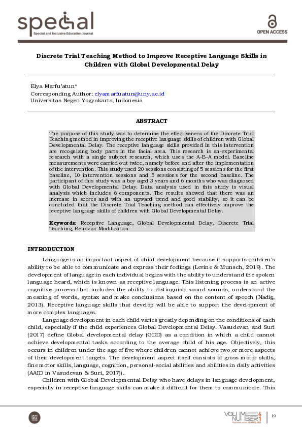 (PDF) Discrete Trial Teaching Method to Improve Receptive Language ...