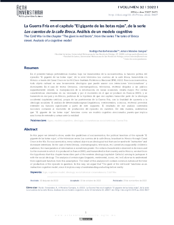 (PDF) La Guerra Fría en el capítulo “El gigante de las botas rojas”, de ...
