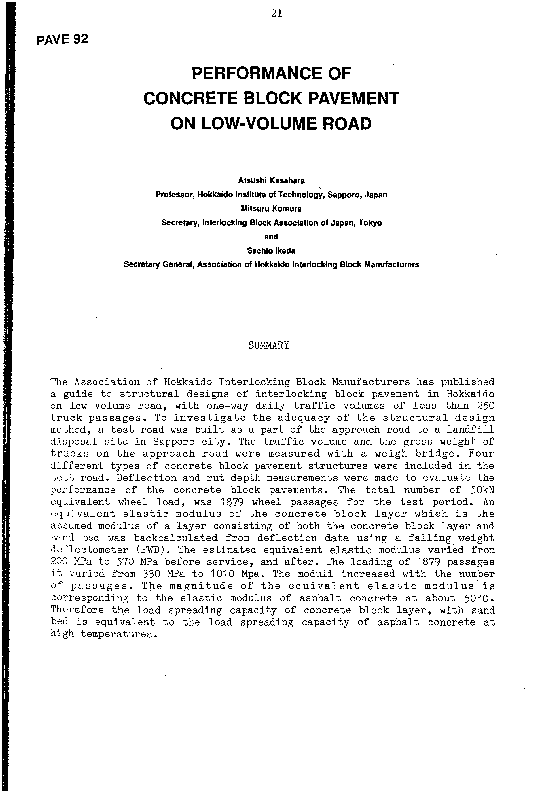 (PDF) Performance of concrete block pavement on low-volume road