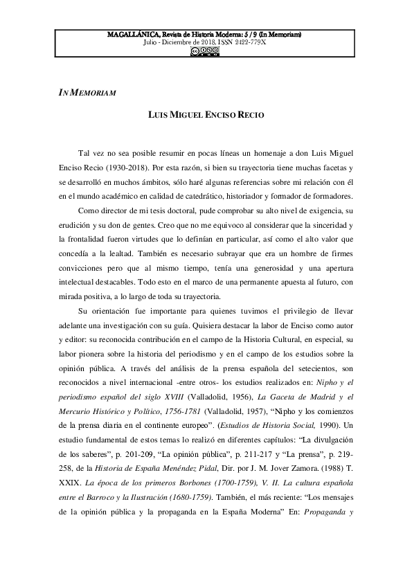 (PDF) In memoriam. Luis Miguel Enciso Recio