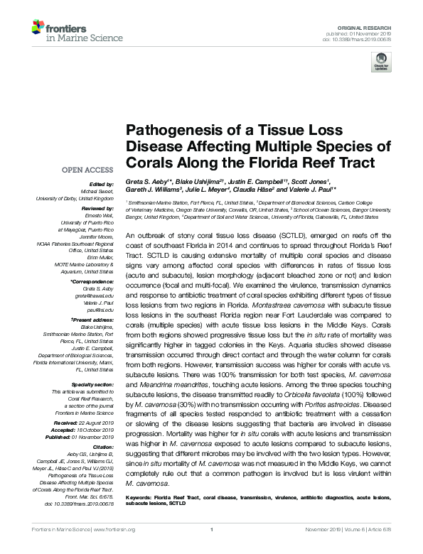 (PDF) Pathogenesis of a Tissue Loss Disease Affecting Multiple Species ...