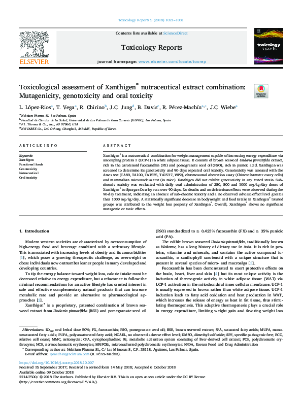 (PDF) Toxicological assessment of Xanthigen® nutraceutical extract ...