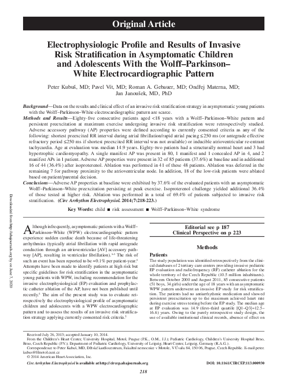 (PDF) Electrophysiologic Profile and Results of Invasive Risk ...