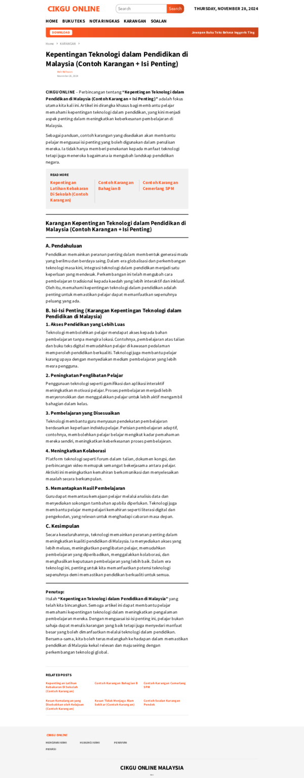 (PDF) CIKGU ONLINE MALAYSIA Kepentingan Teknologi dalam Pendidikan di ...