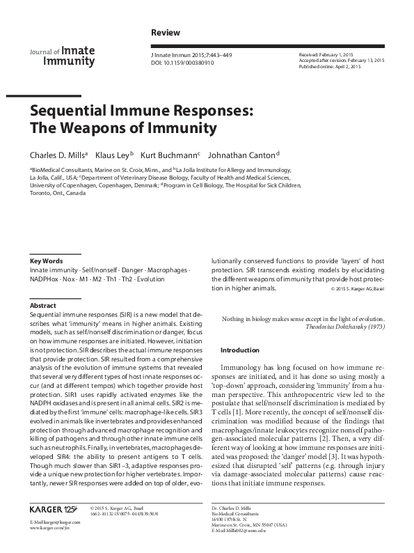 (PDF) Sequential Immune Responses: The Weapons of Immunity