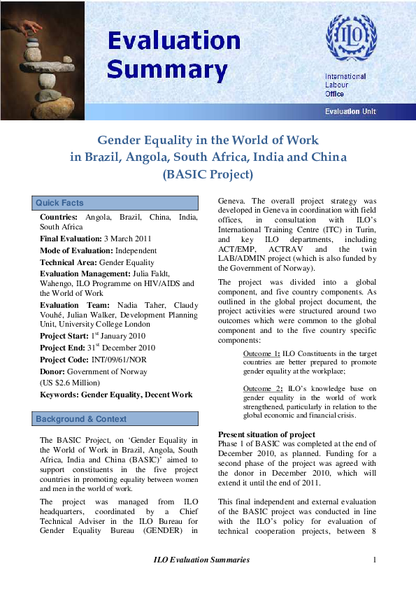 (PDF) Gender Equality in the World of Workin Brazil, Angola, South ...