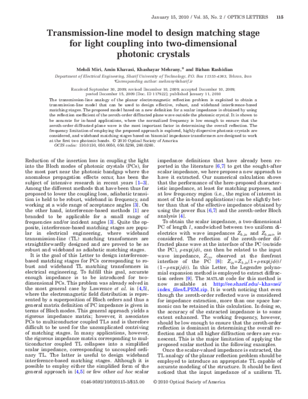 (PDF) Transmission-line model to design matching stage for light ...