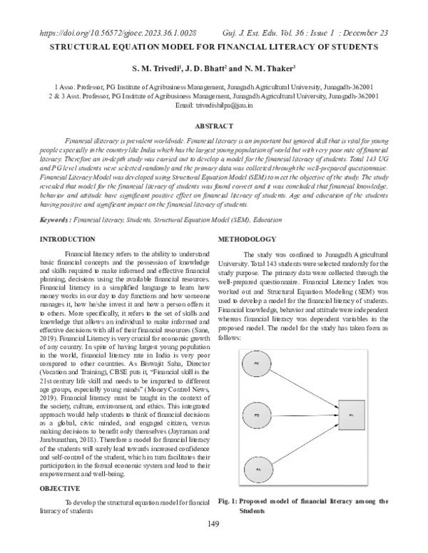 (PDF) Structural Equation Model for Financial Literacy of Students