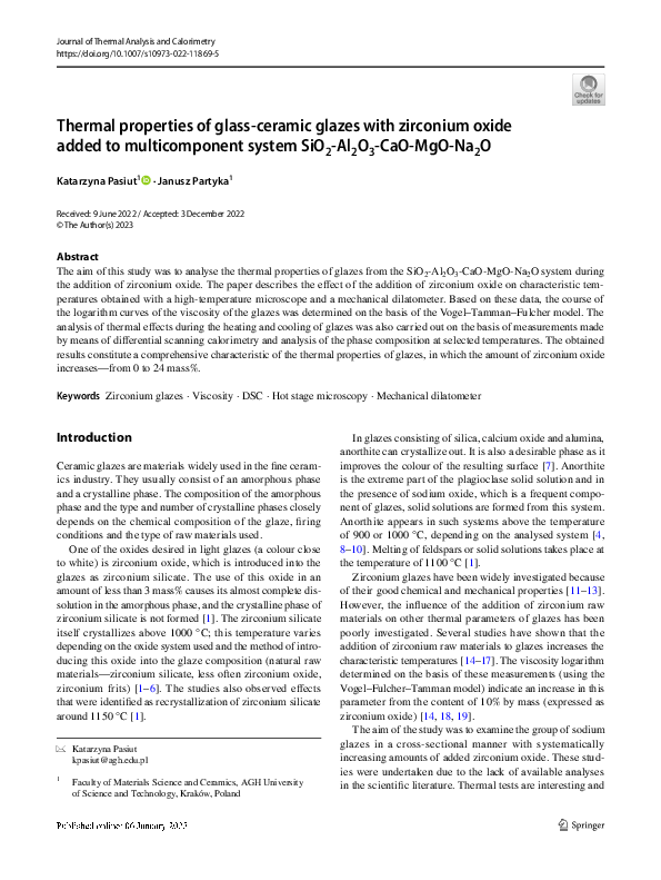 (PDF) Thermal properties of glass-ceramic glazes with zirconium oxide ...