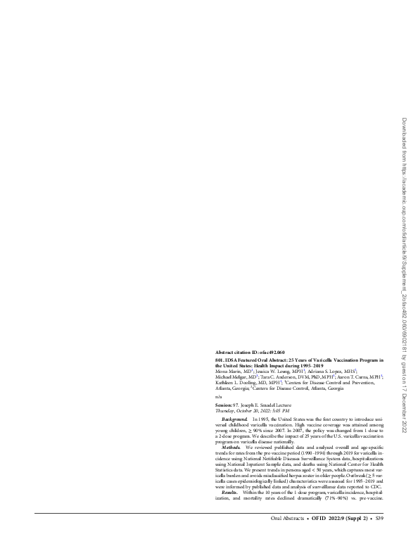 (PDF) 801. IDSA Featured Oral Abstract: 25 Years of Varicella ...
