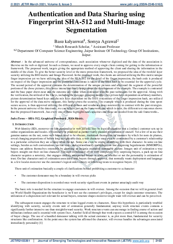 (PDF) Authentication and Data Sharing using Fingerprint SHA-512 and ...